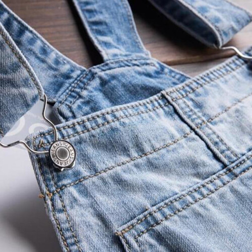 Men\'s light blue slim snow washed denim bib overalls Casual hole ...