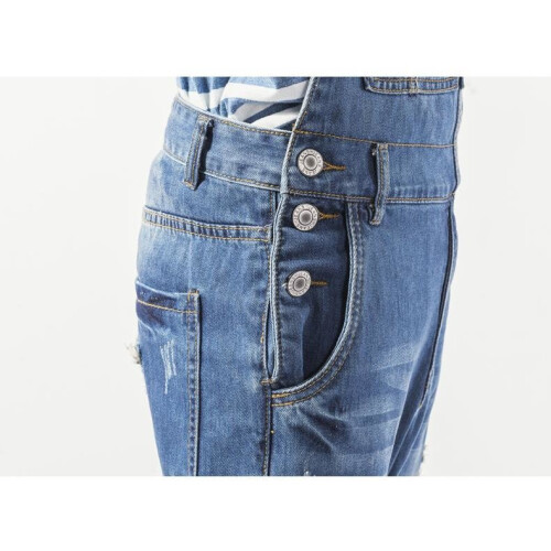 Men\'s slim pocket holes ripped denim bib overalls Casual torn jeans ...