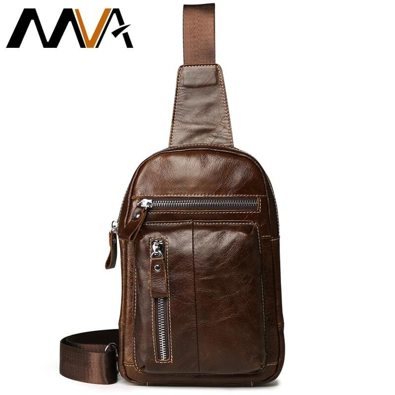 MVA Genuine Leather Men Leather Chest Bag Men Bag Vintage Crossbody Bag ...