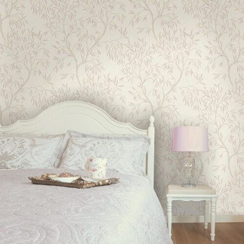 Holden Eden Bloom Floral Pattern Wallpaper Tree Leaf Glitter Motif Texture Vinyl[PINK 35543] on ...