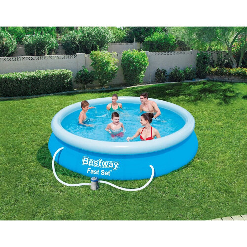 Bestway Inflatable 12ft Fast Set Family Paddling Swimming Pool Filter ...