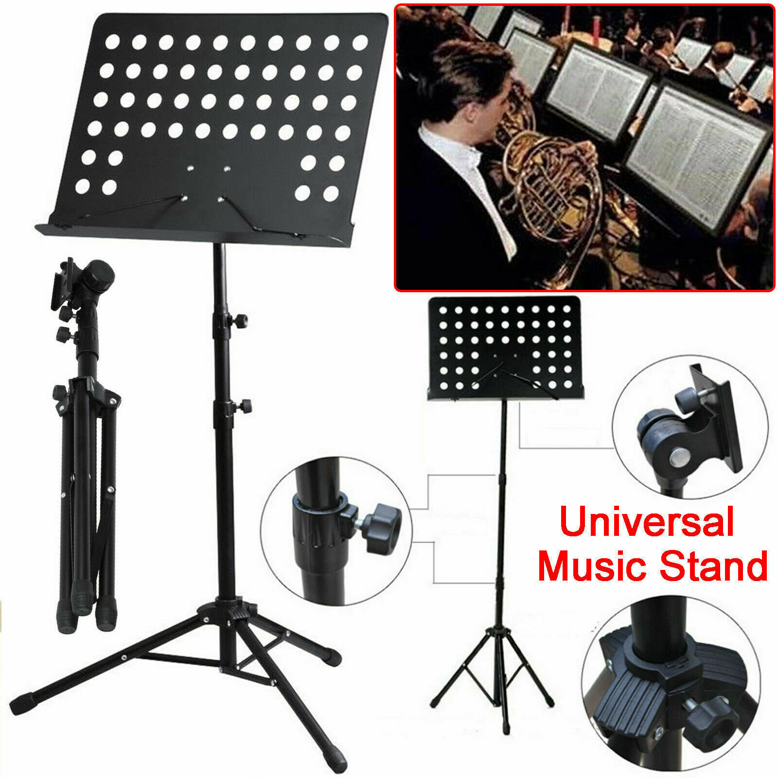Heavy Duty Metal Foldable Music Stand Holder Tripod Conductor on OnBuy