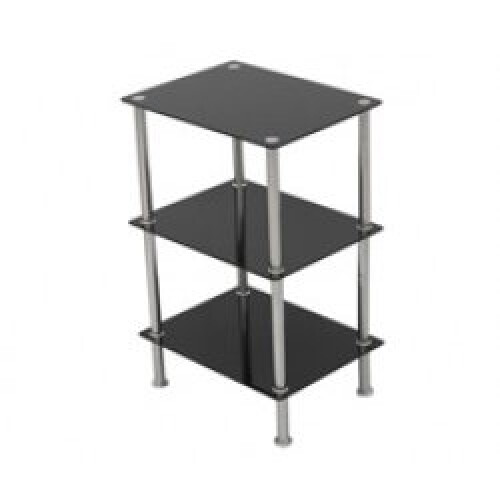 King Black Glass 3 Tier Modern Organisation Rack, Shelving Shelf Unit ...