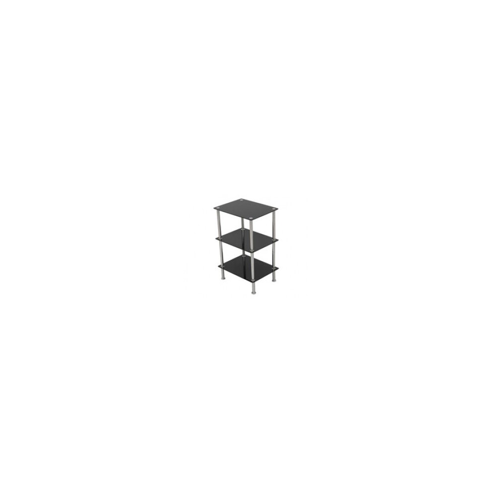 King Black Glass 3 Tier Modern Organisation Rack, Shelving Shelf Unit ...