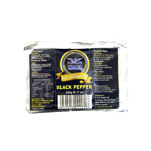 Heera - Mini Pappadums - Black Pepper Flavour - 200g x 3 on OnBuy