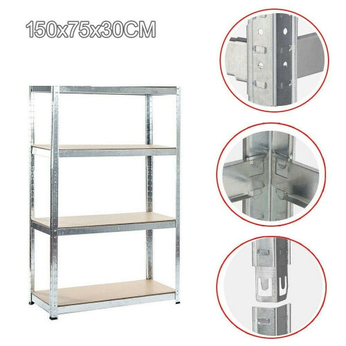 4 Tier Heavy Duty Metal Galvanised Shelving Rack Unit Garage Storage on ...