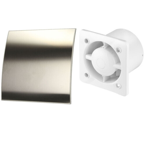 (Inox) 125mm Pull Cord Extractor Fan Front Panel ESCUDO Wall Ceiling ...