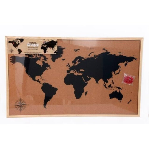 60X90 Framed Cork Board World Map With Pins on OnBuy