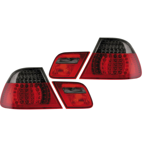 Back Rear Tail Lights Lamps Red-Black LED Pair For BMW E46 Coupe 99-3/ ...