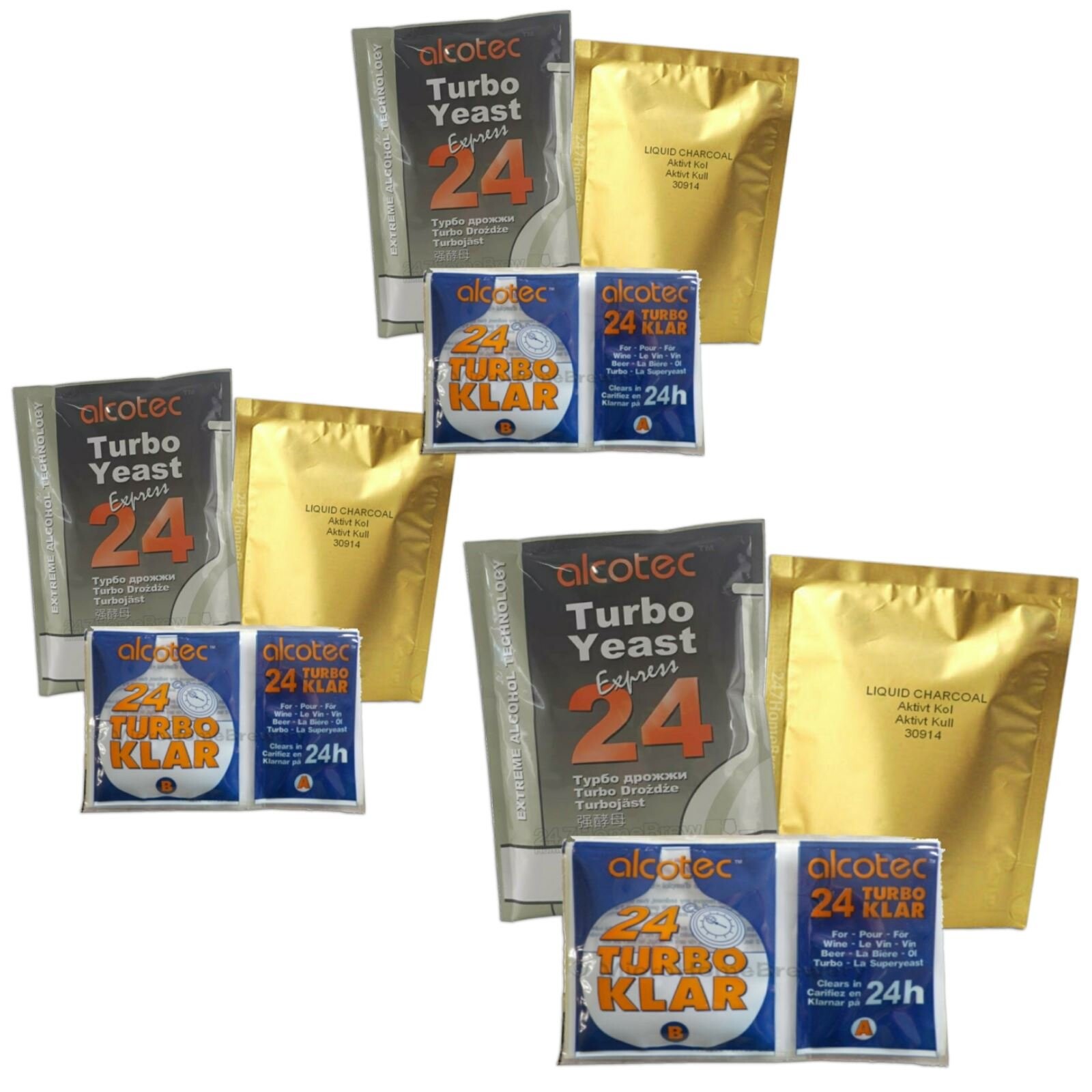 3x Alcotec 24 Turbo Yeast, TurboKlar & Liquid Carbon Homebrew Vodka ...
