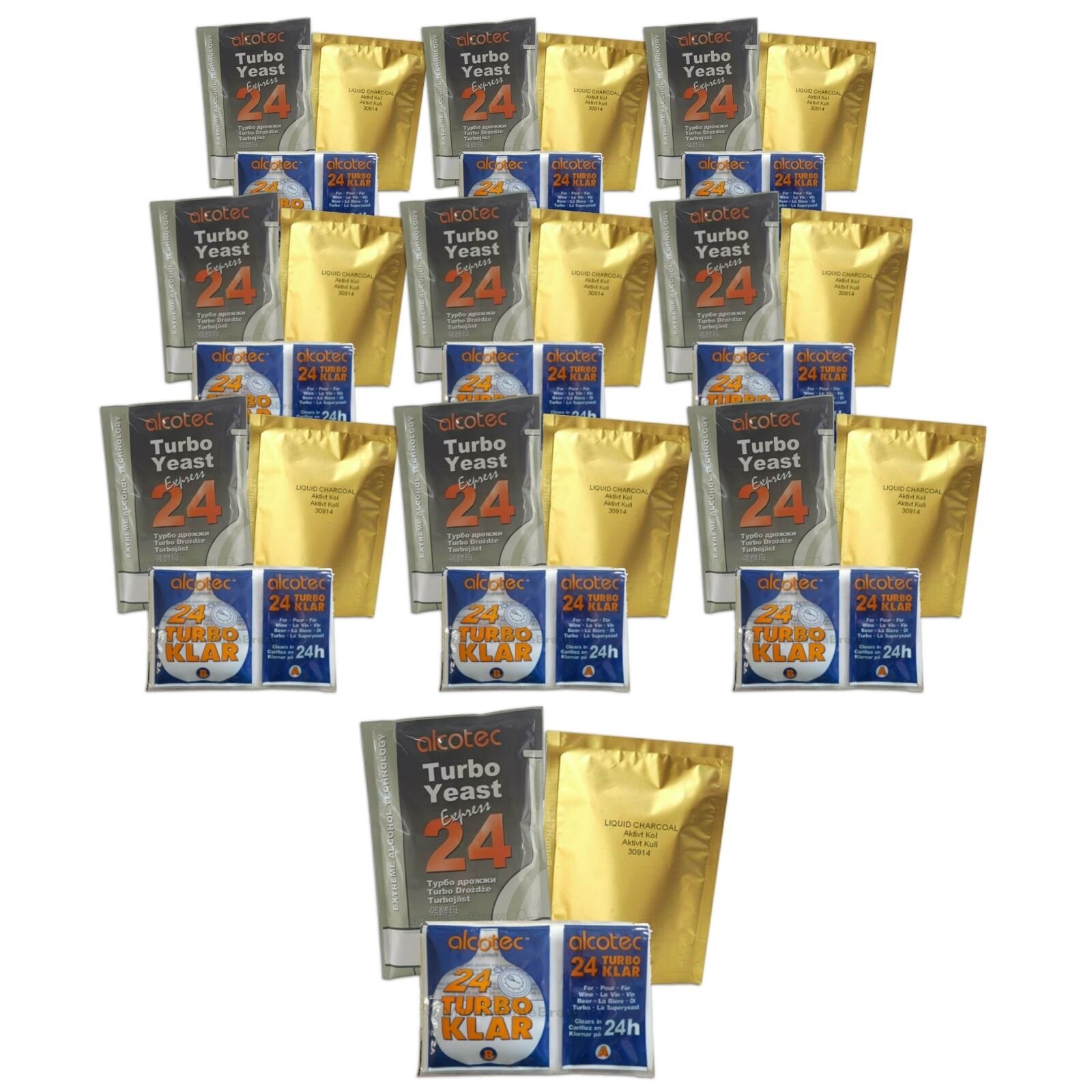 10x Alcotec 24 Turbo Yeast, TurboKlar & Liquid Carbon Homebrew Vodka ...