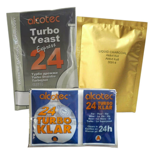 Alcotec 24 Turbo Yeast, TurboKlar & Liquid Carbon Homebrew Vodka Spirit ...