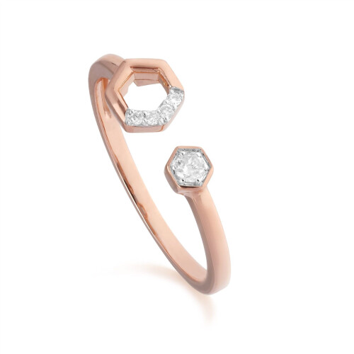 (P) Diamond Pavé Open Ring in 9ct Rose Gold on OnBuy