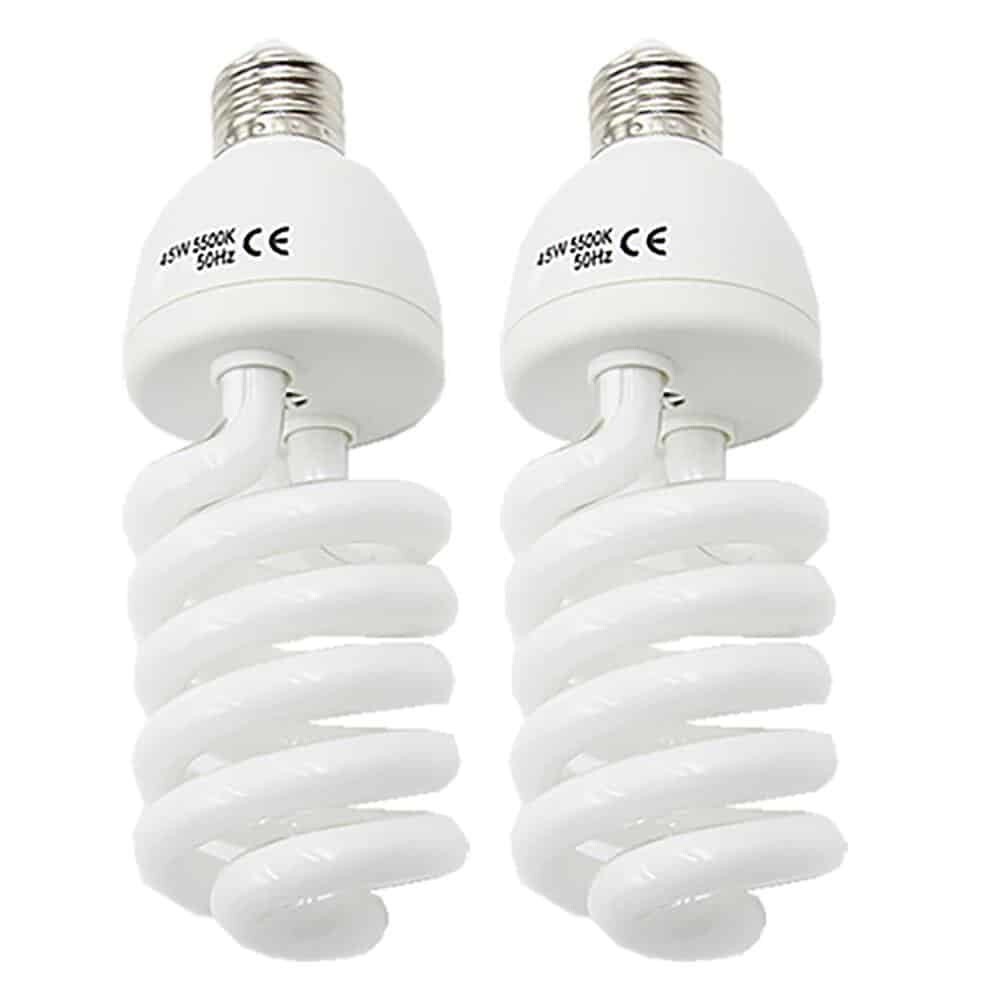 2 Packs 45W 5500K CFL Energy Saving Full Spectrum White Spiral ...