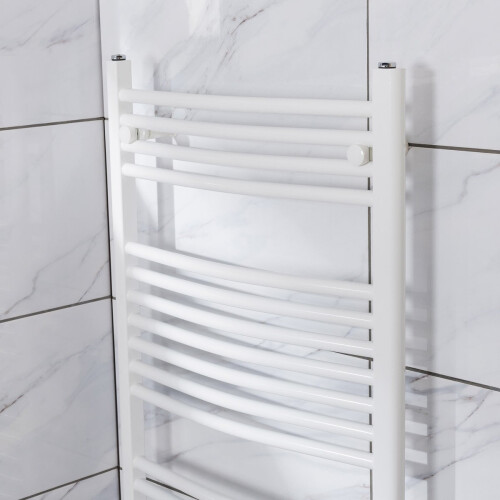 Fjord 1500 x 600mm Curved White Heated Towel Rail on OnBuy