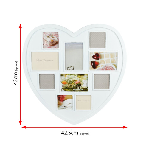 New Large Photo Frame White Hanging Heart Shaped Multi Picture Love ...