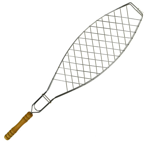 BBQ Fish Grill Basket Rack Chicken Burger Handheld Large Folding Wire ...