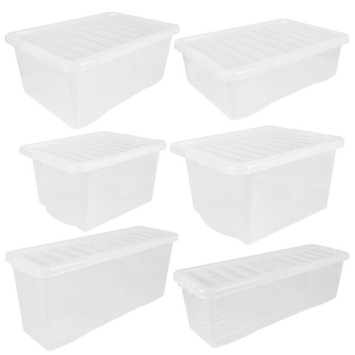 Wham Plastic Storage Shelf Box Stackable Containers Clear With Secure ...