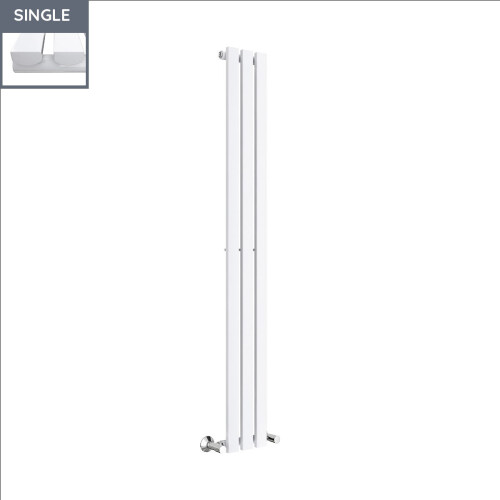 Lulea 1600 x 200mm White Single Rectangular Panel Vertical Radiator on ...