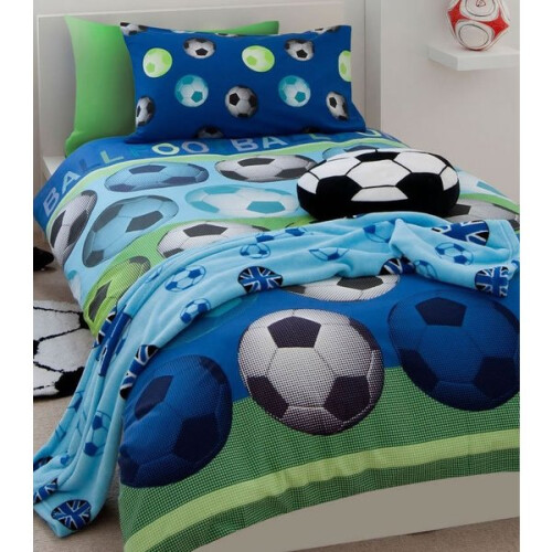 Catherine Lansfield Kids Football Single Duvet Set Blue on OnBuy