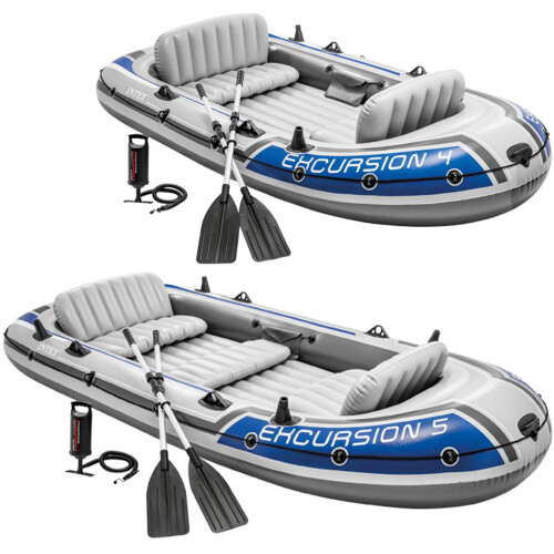 Intex Inflatable Boat Canoe with Oars and Pump Dinghy Challenger Kayak ...