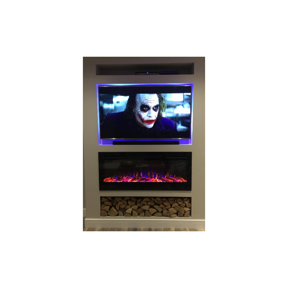 NEW PREMIUM PRODUCT 50inch Black Wall Mounted Electric Fire with 3 ...