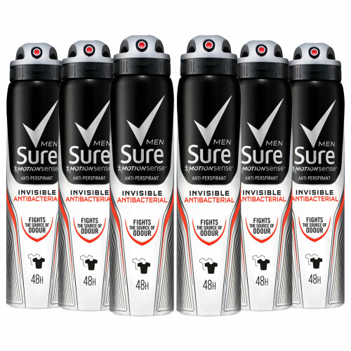 Sure Men Anti Perspirant Deodorant, Invisible Antibacterial, 6 Pack ...