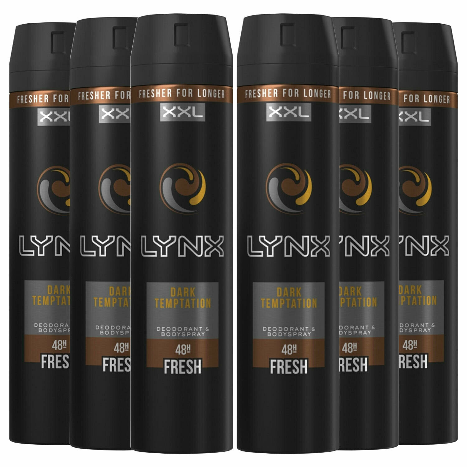 Lynx XXL 48H Fresh Deodorant Body Spray, Dark Temptation, 6 Pack, 250ml ...