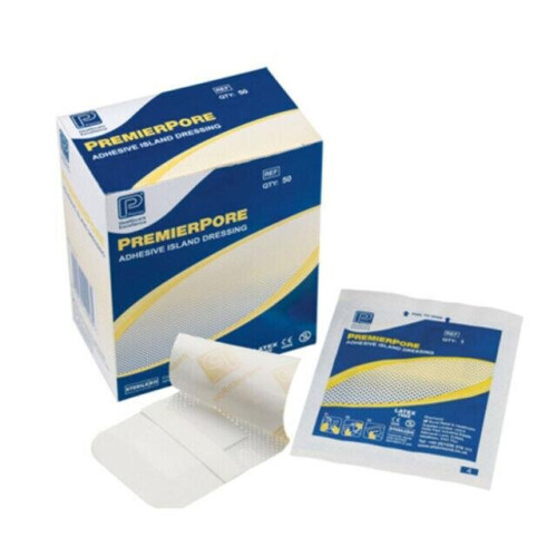 Premierpore Adhesive Island Dressing, 10cm x 10cm, Pack of 50 on OnBuy
