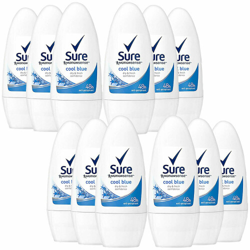 12pk Sure Cool Blue Roll-On Antiperspirant | 12 x 50ml Women's ...