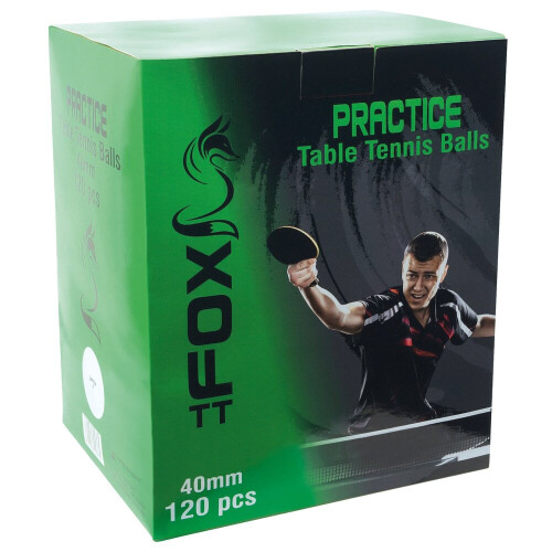 Fox TT 40mm Ping Pong Practice Table Tennis Box Of 120 White Balls With ...