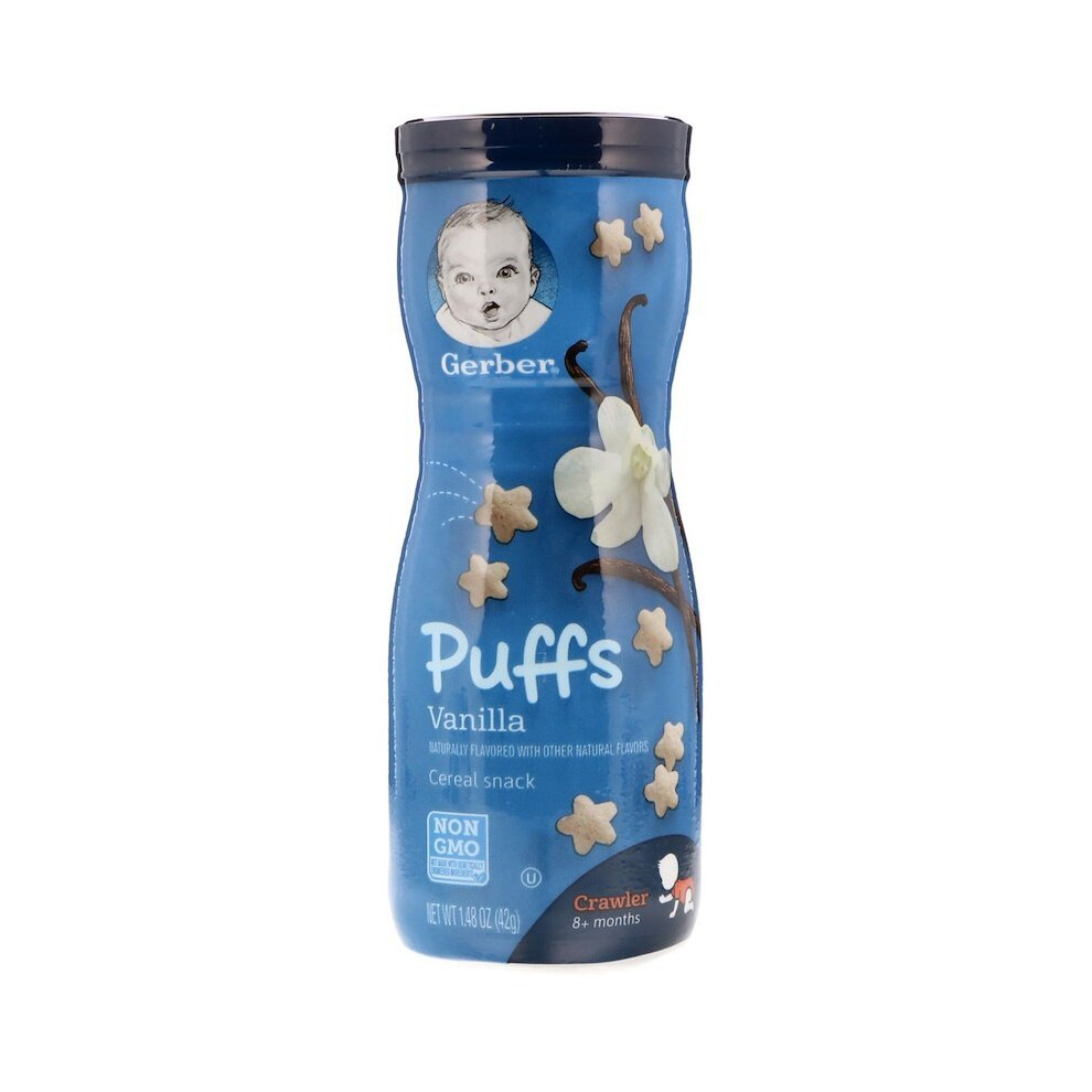 Gerber Puffs Cereal Snack for Babies 8+ Months, Vanilla, 42g - Melt-in ...