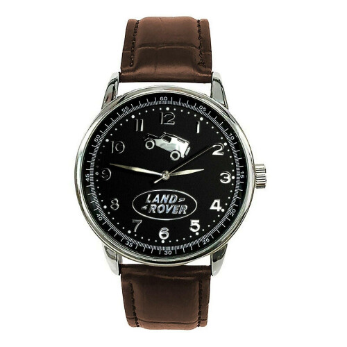 LAND ROVER Mens Stainless Steel BLACK Dial BROWN Leather Strap Sport ...