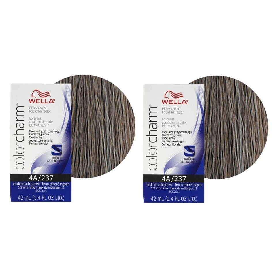 (2Pk 4A Medium Ash Brown ) Wella Color Charm Permanent Liquid Color ...