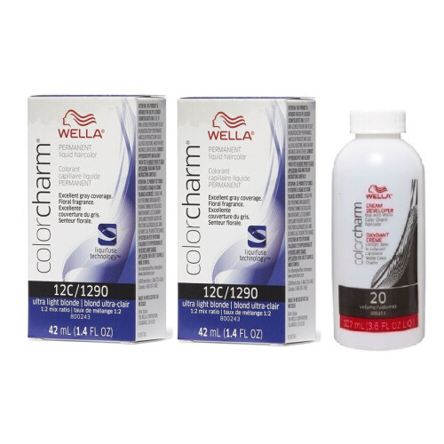 (12C+12C+Developer (Vol. 20) 3.6oz) Wella Color Charm Permanent Liquid ...