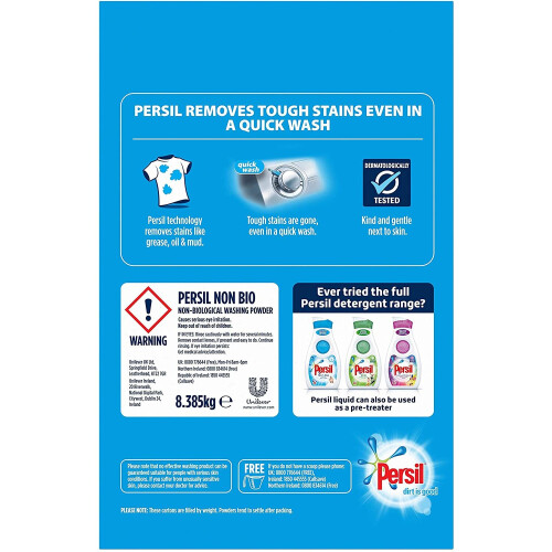 Persil Non Bio Washing Detergent Powder For Family Bulk Pack (8.385kg ...