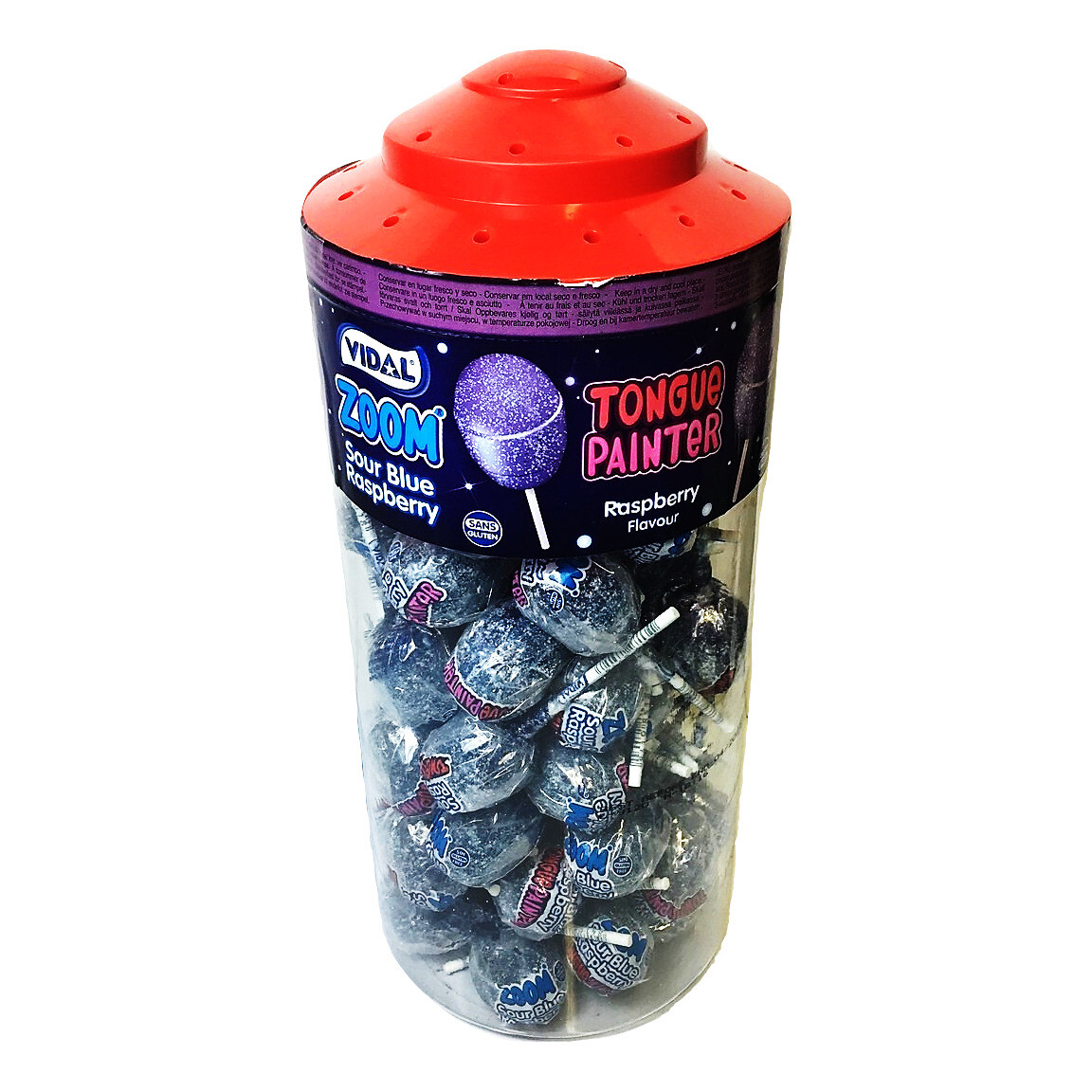 Vidal Zoom Tongue Painter XL Lollies Blue Raspberry 50 Lollies Tub on OnBuy