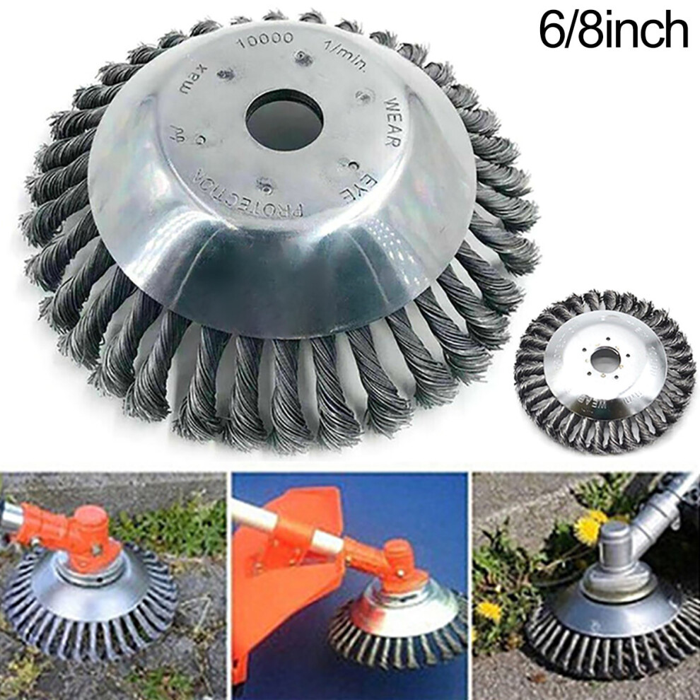 6 8 Inch Trimmer Head Grass Strimmer Steel Wire Wheel Mower Weed Brush Cutter on OnBuy