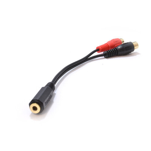 kenable Gold 3.5mm Stereo Jack Socket to 2 Phono RCA Sockets Adapter ...