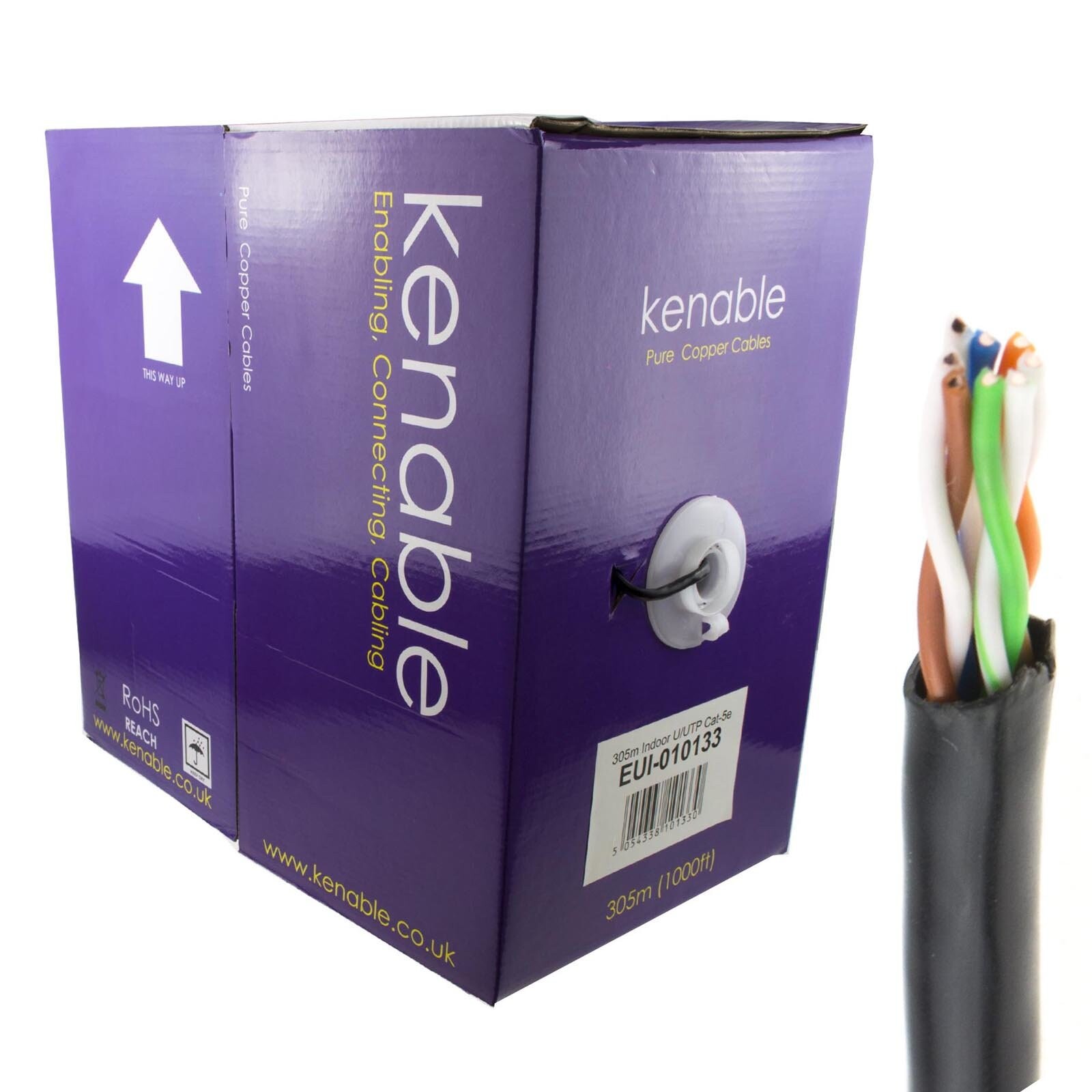 kenable Indoor CAT5e U UTP COPPER Ethernet Network SOLID Cable Reel ...