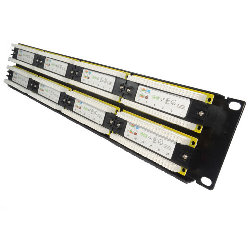 kenable 2U Patch Panel Cat5e RJ45 19 inch Rack Mountable 48 Port & Back ...