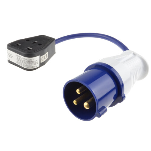 kenable Caravan Site Power Plug 240V 16A to 13A UK Socket Adapter Cable ...