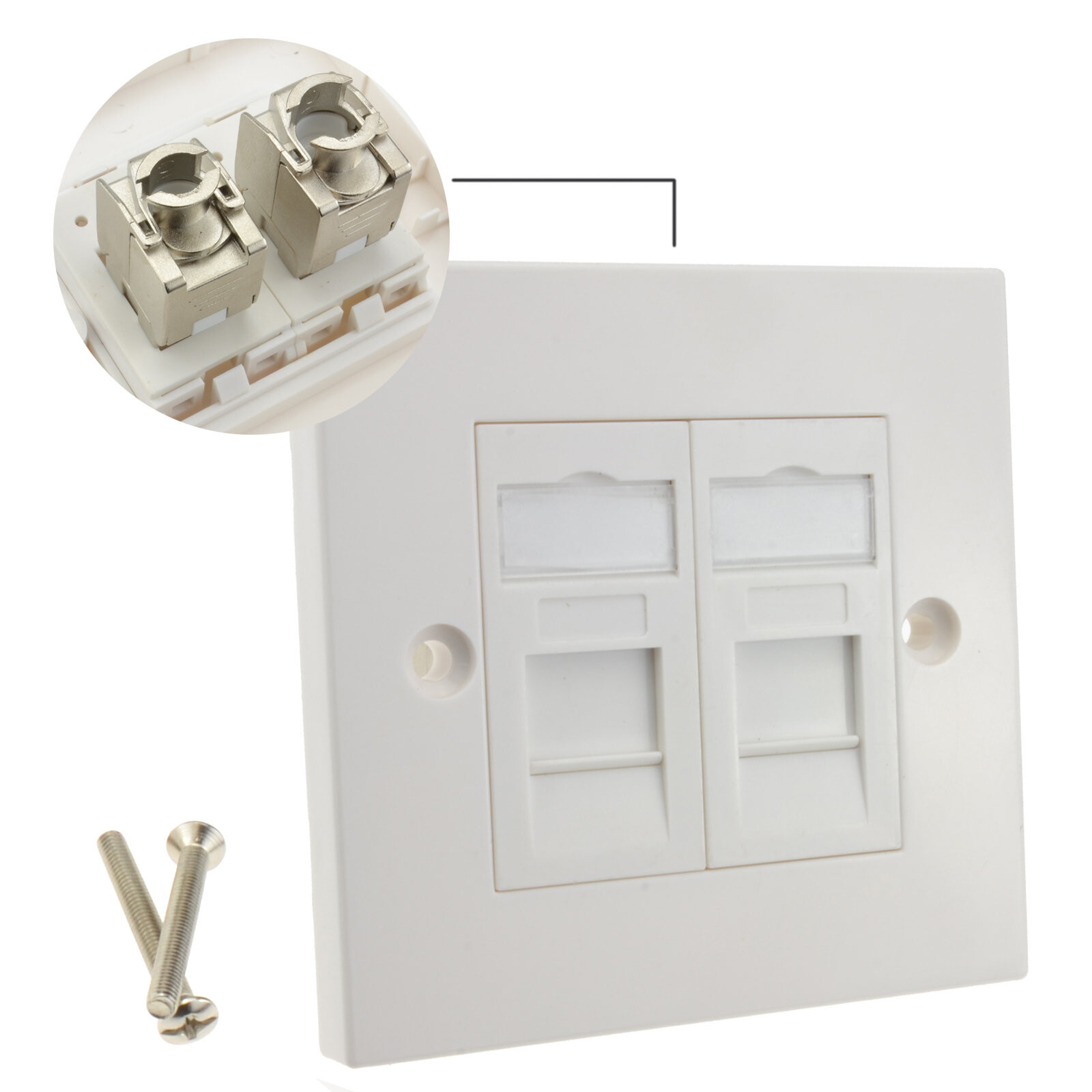 kenable SHIELDED RJ45 Face Plate Cat 6a Toolless Double Port with ...