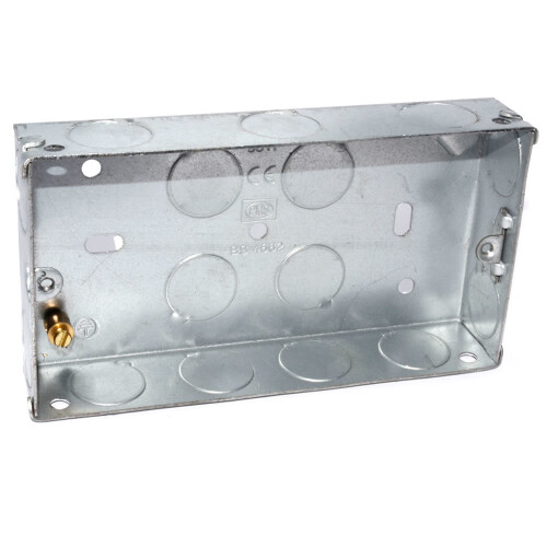 kenable Flush Double Galvanised Steel Back Box With Fixed Lugs 25mm on ...