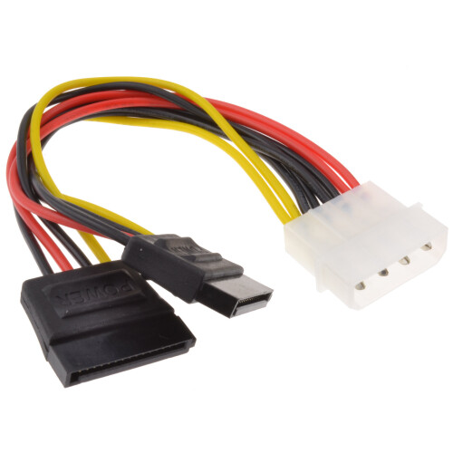 kenable SATA Power Splitter Cable 4 pin LP4 Molex to 2 x SATA Power on ...