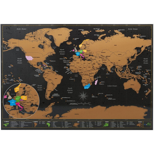 Scratch Off World Map A3 Travel Size (42 x 29.7cm) + BONUS A4 UK Map - with Accessories Kit and ...