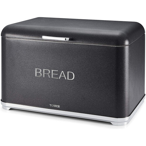 Tower T826014B Kitchen Bread Bin, Glitz Range, Coated Steel with Chrome ...