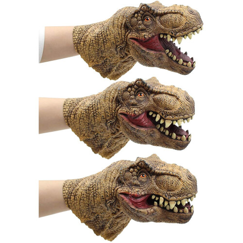 Yolococa Dinosaur Hand Puppet Toys,Soft Rubber Realistic Raptor Dinosaur Head Tyrannosaurus Rex ...