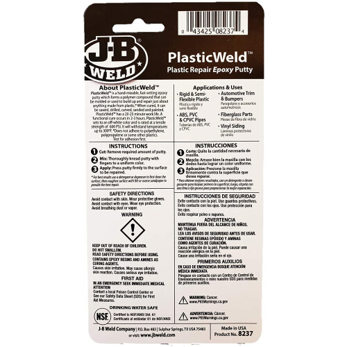 JB WELD 8237 JB8237 Plastic Weld Fast-Setting Off White Multi Purpose ...