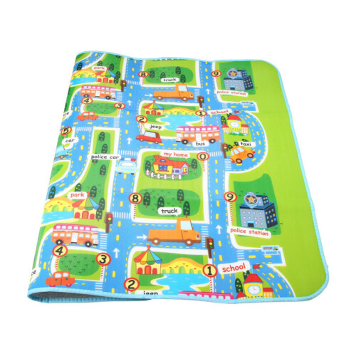 Children's Road Map Kids Play Mat Race Car Rug Runner Nursery Home ...
